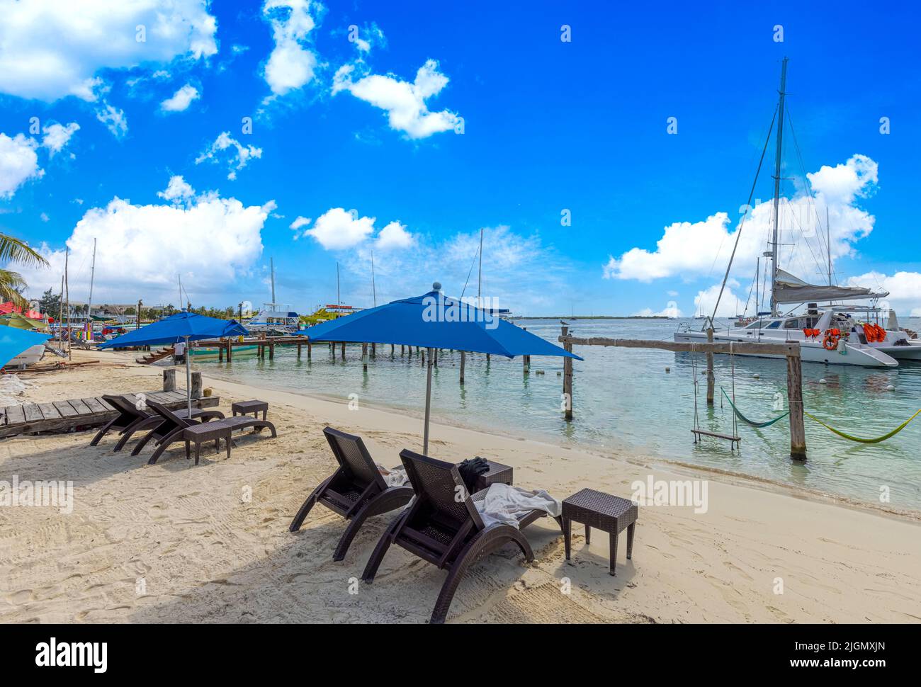 Serene turquoise Isla Mujeres beaches and sandy sea shore and beach ...
