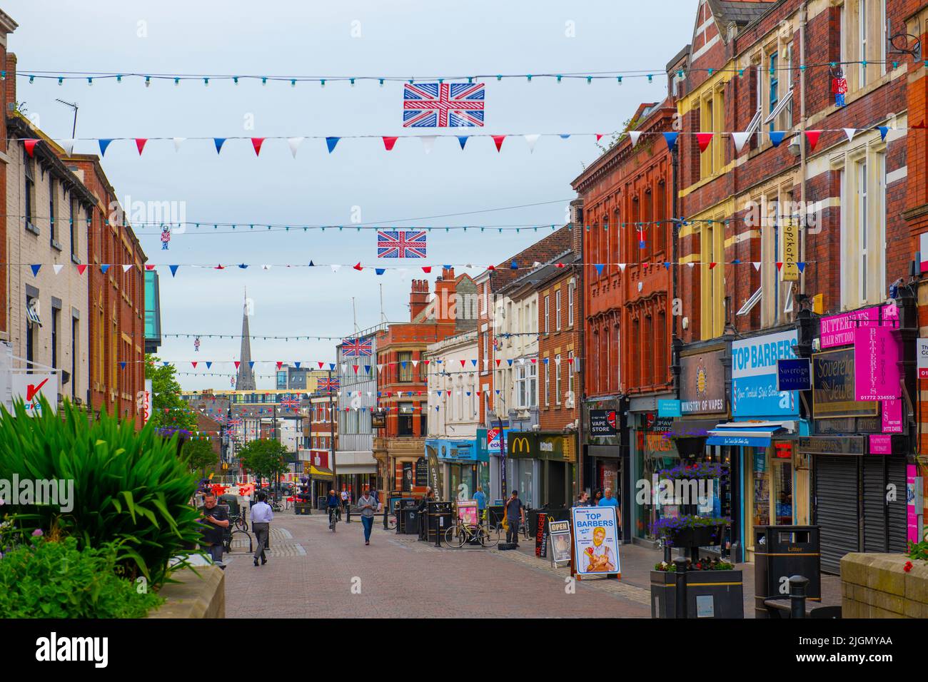Historic commercial building on Friargate at Market Street in historic ...