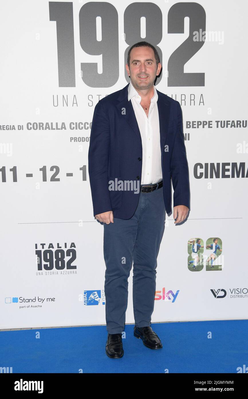 Rome, Italy. 11th July, 2022. Vincenzo Spadafora attends the blu carpet of the movie Italia 1982 ...