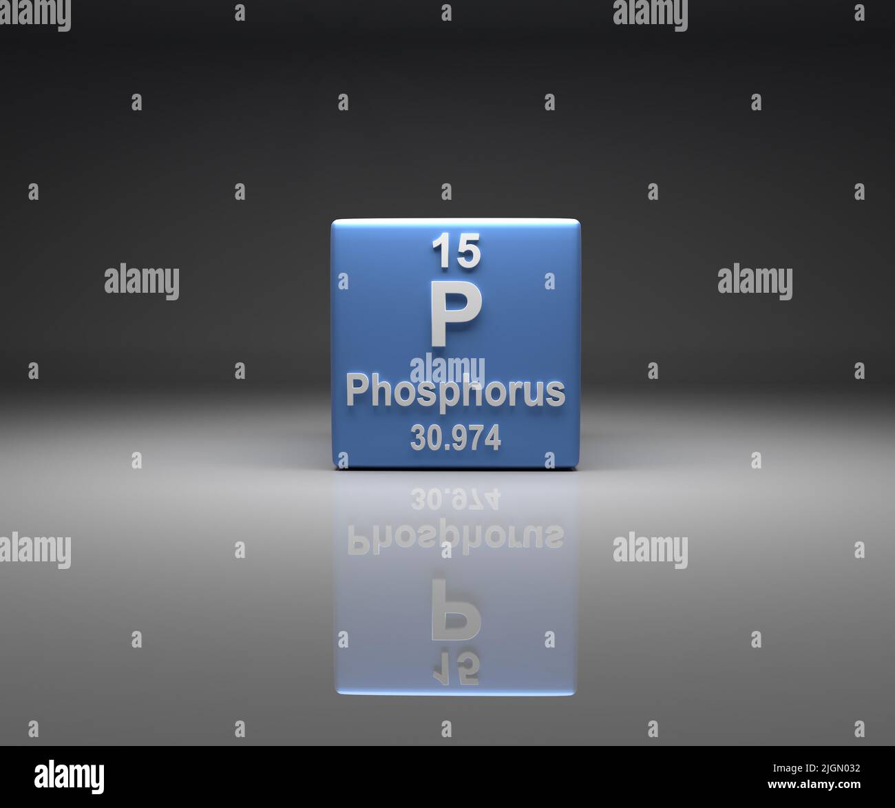 Cube with phosphorus number 15 periodic table, 3d rendering Stock Photo ...