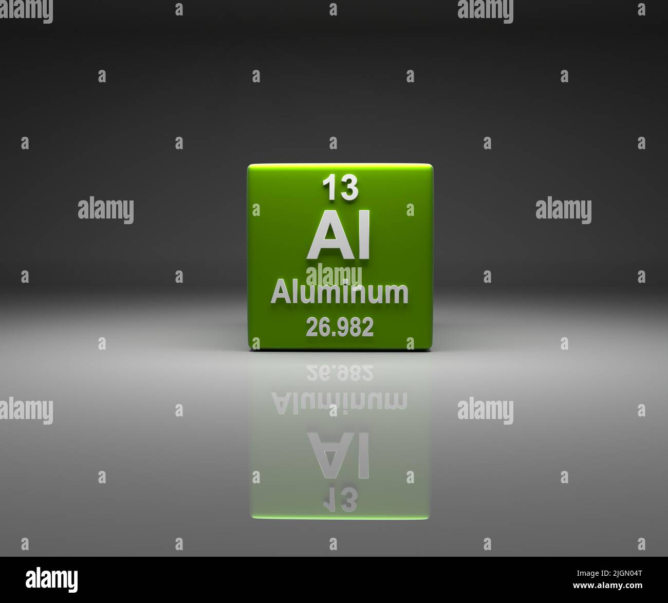 Cube with Aluminum number 13 periodic table, 3d rendering Stock Photo ...