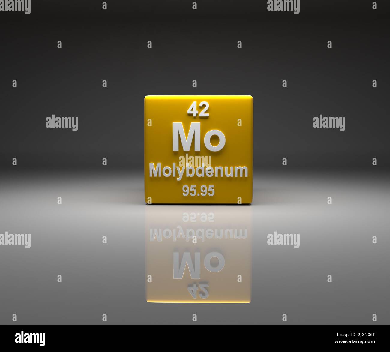 Cube with Molybdenum number 42 periodic table, 3d rendering Stock Photo ...