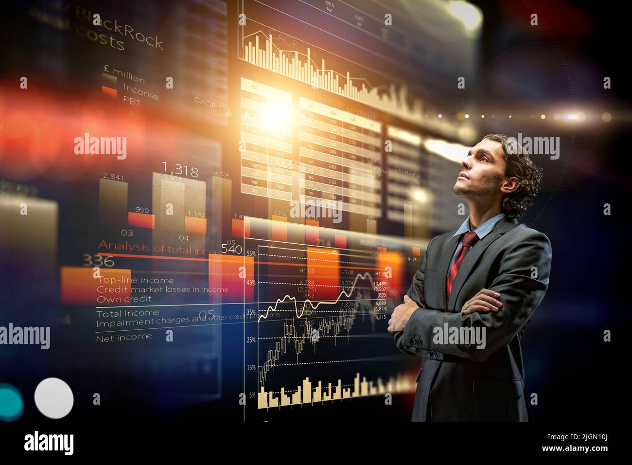 Business graph and trade monitor Stock Photo - Alamy
