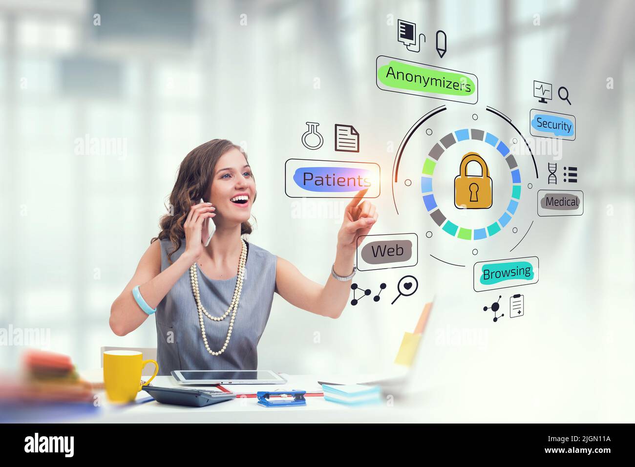 Virtual healthcare network and security Stock Photo - Alamy