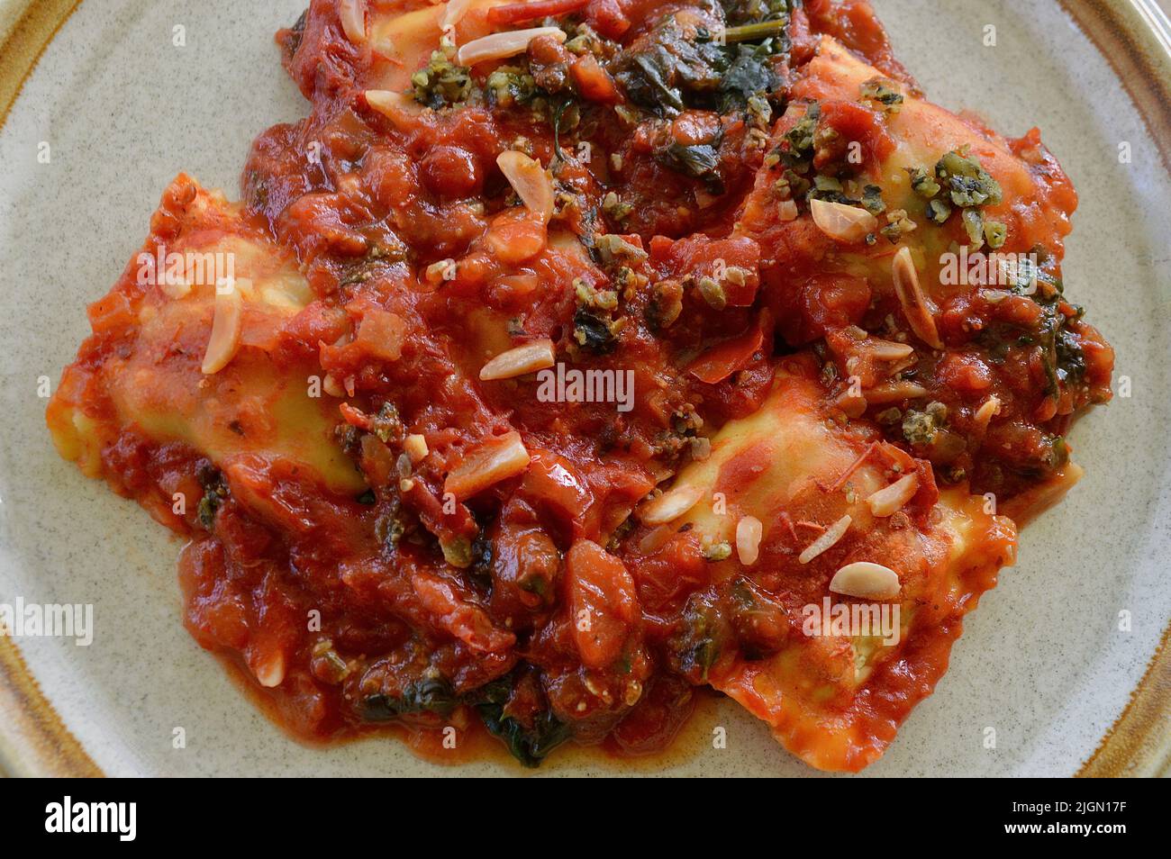 Roasted Mediterranean vegetable ravioli on a plate Stock Photo - Alamy