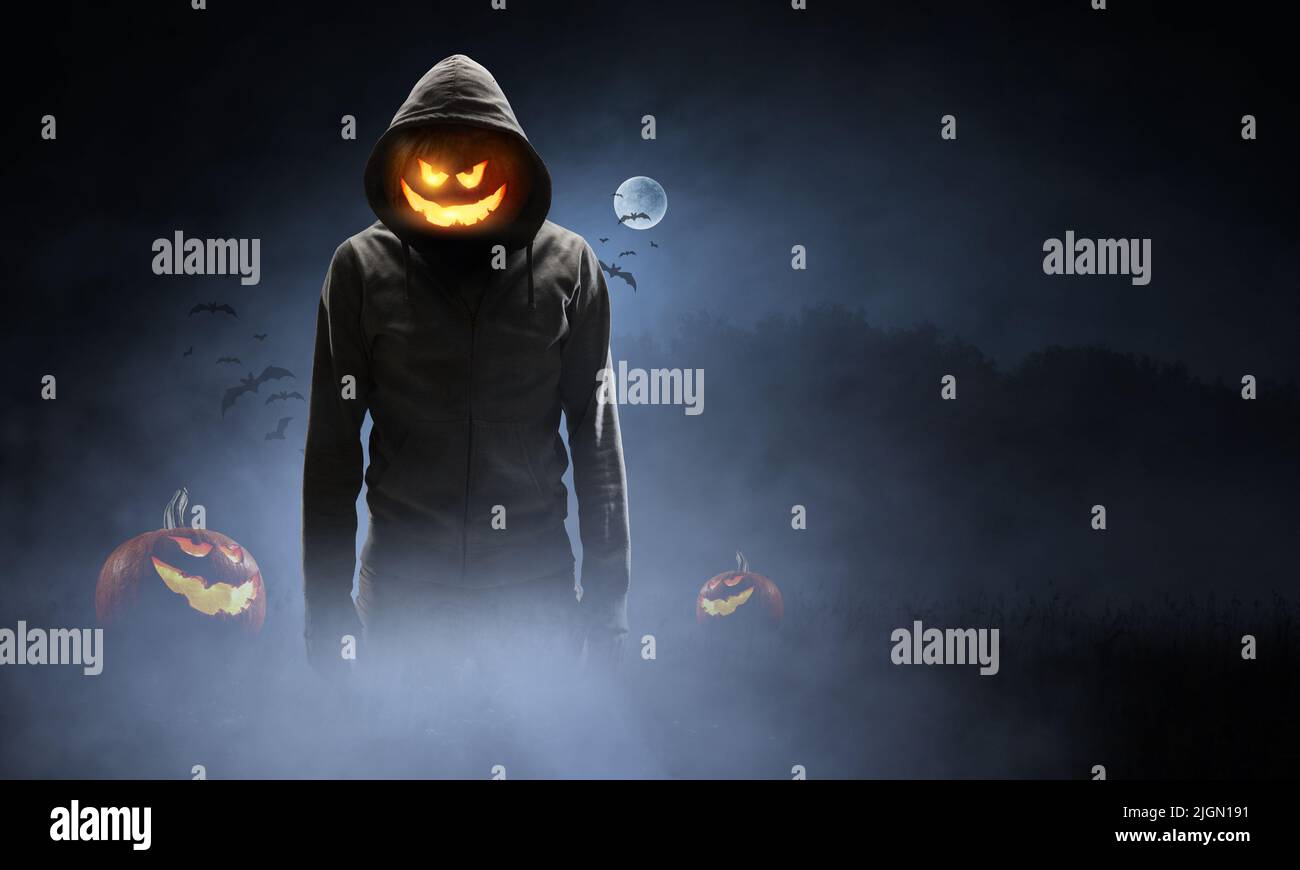 Scary and creepy male monster with gouged eyes looking like a skull ...