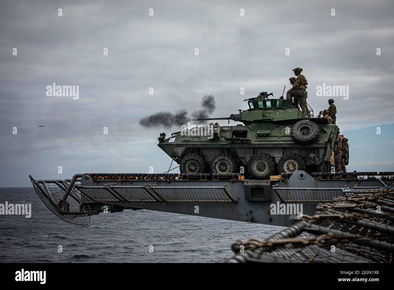 A U.S. Marine Corps light armored vehicle (LAV) A2-25 with Bravo ...