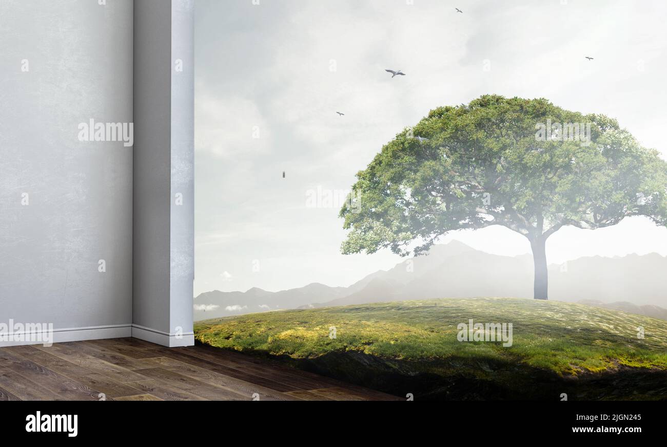 Image of tree and landscape Stock Photo - Alamy