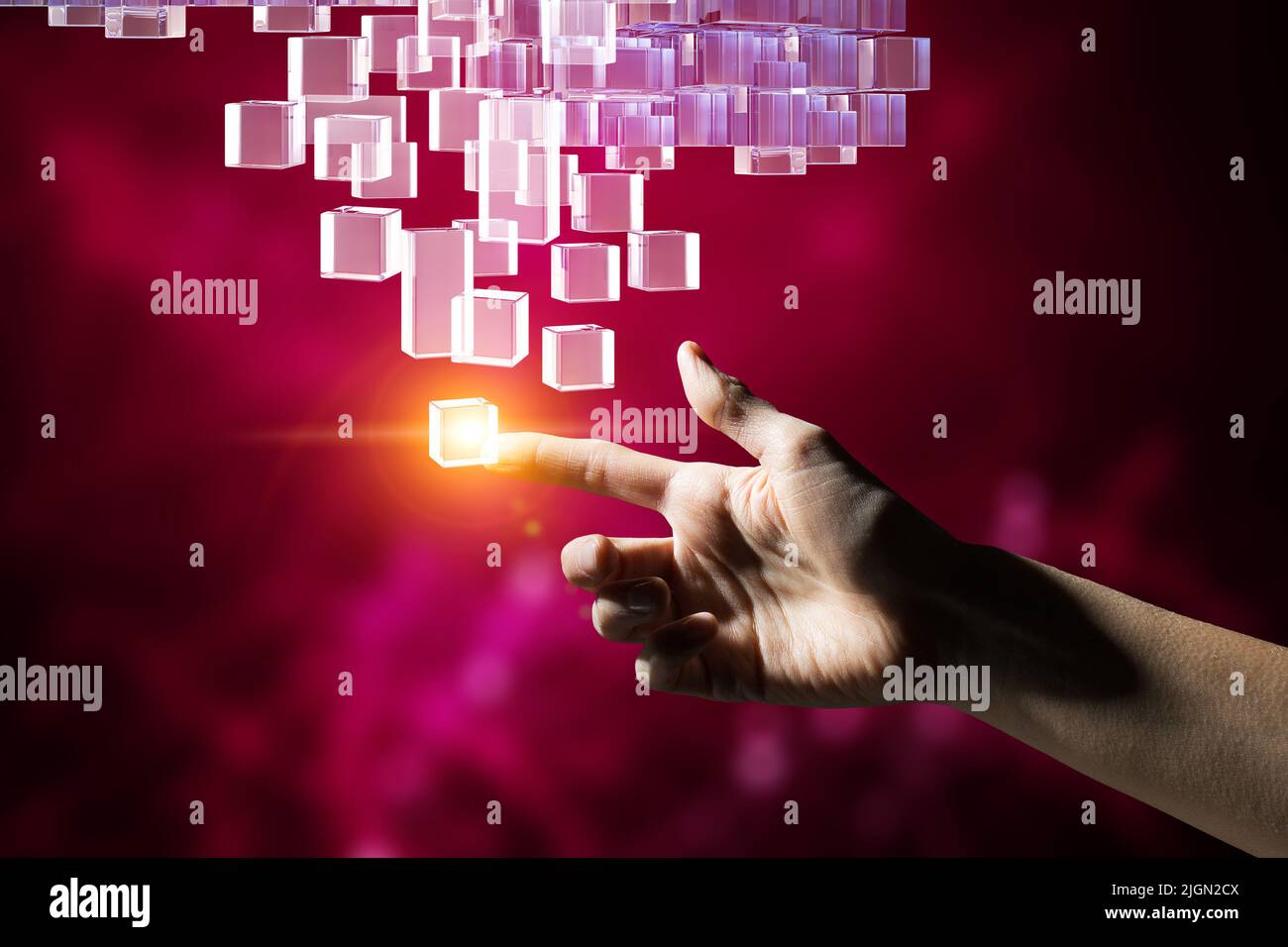 Glowing cubes. Innovation and creativity concept Stock Photo - Alamy