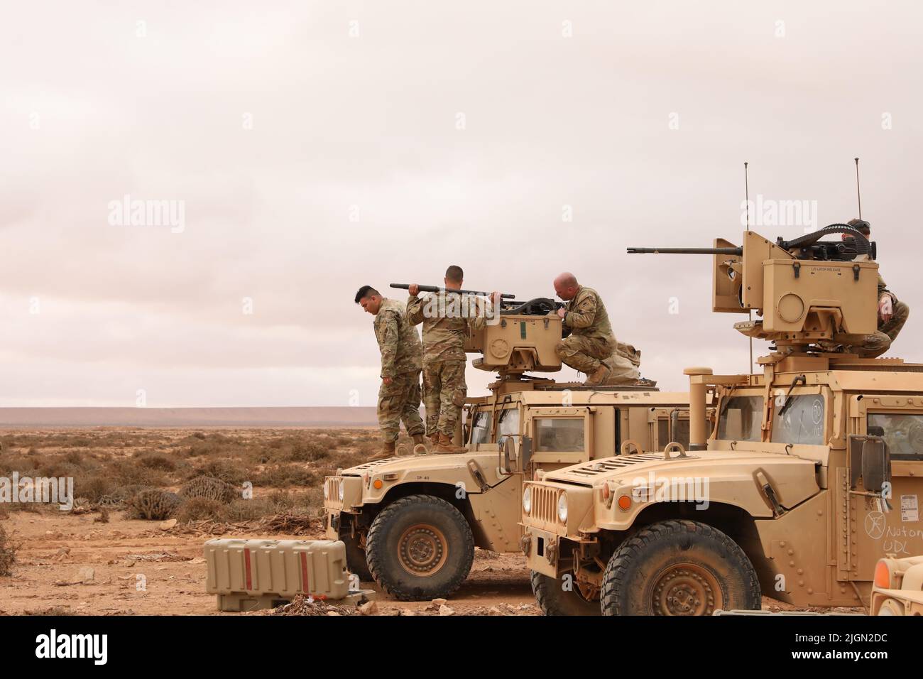 Soldiers of D Co 2-162 IN conduct mounted gunnery operations during ...