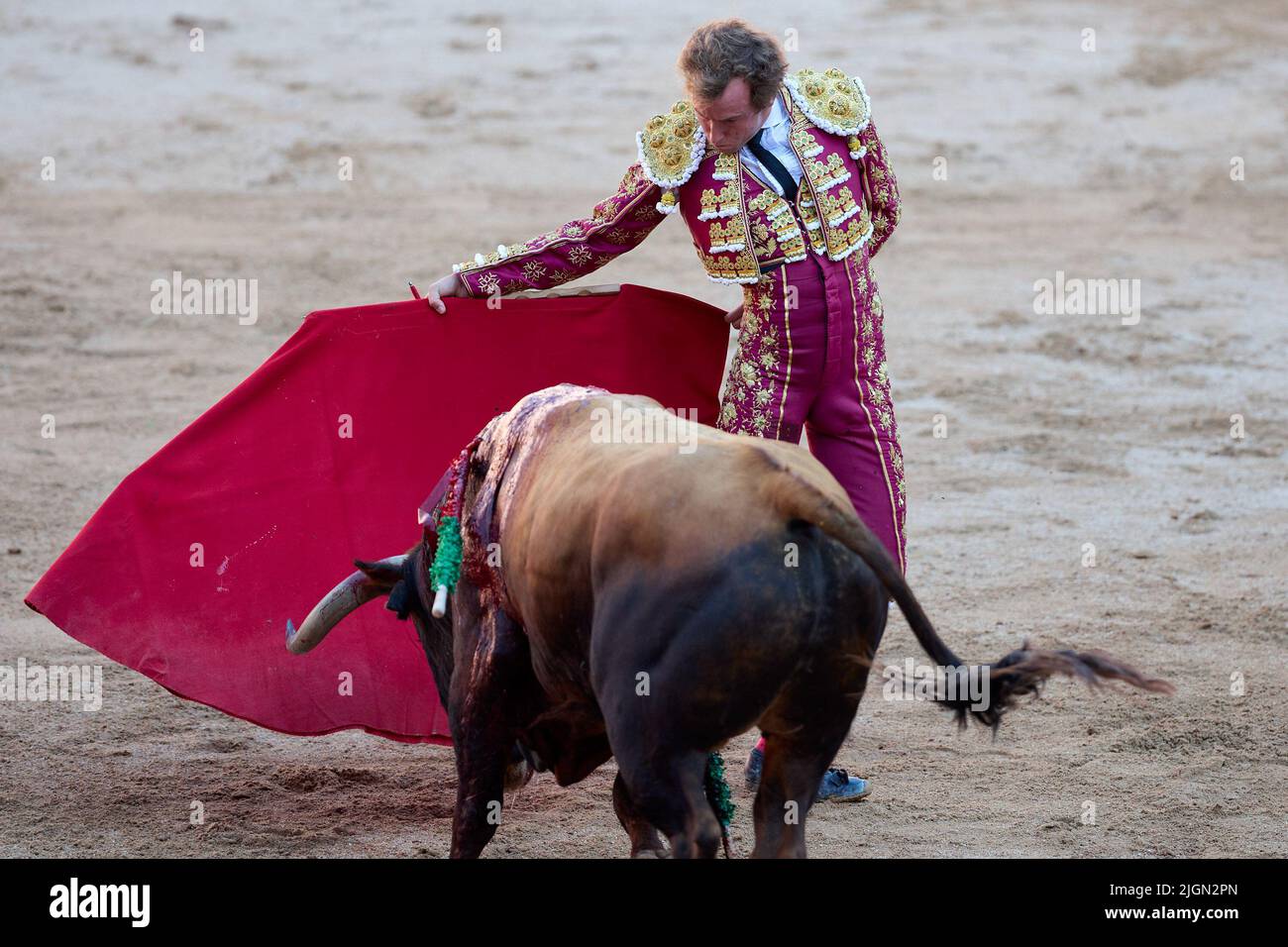 Roman Collado Gouinguenet, bullfighter seen fighting the second bull of ...