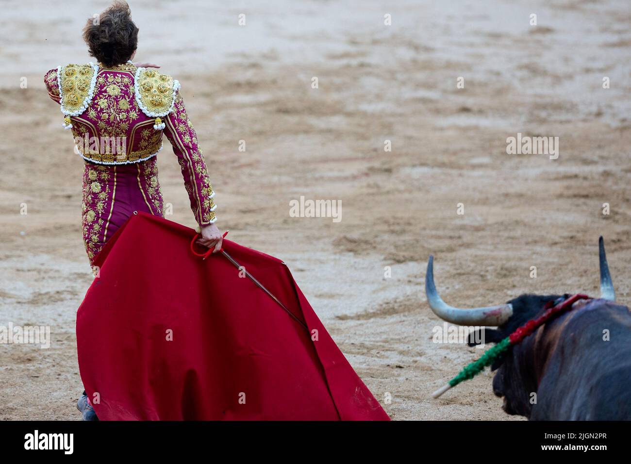 Roman Collado Gouinguenet, bullfighter seen fighting the fifth bull of ...