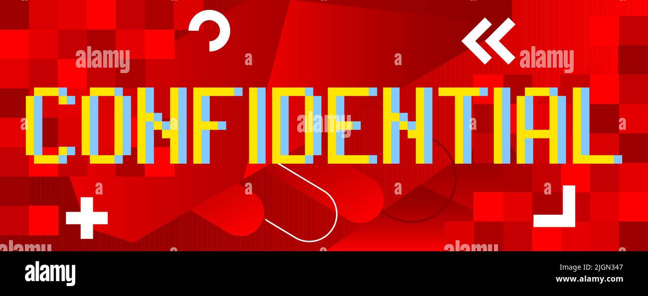 Confidential. Pixelated word. Geometric graphic background. Vector ...
