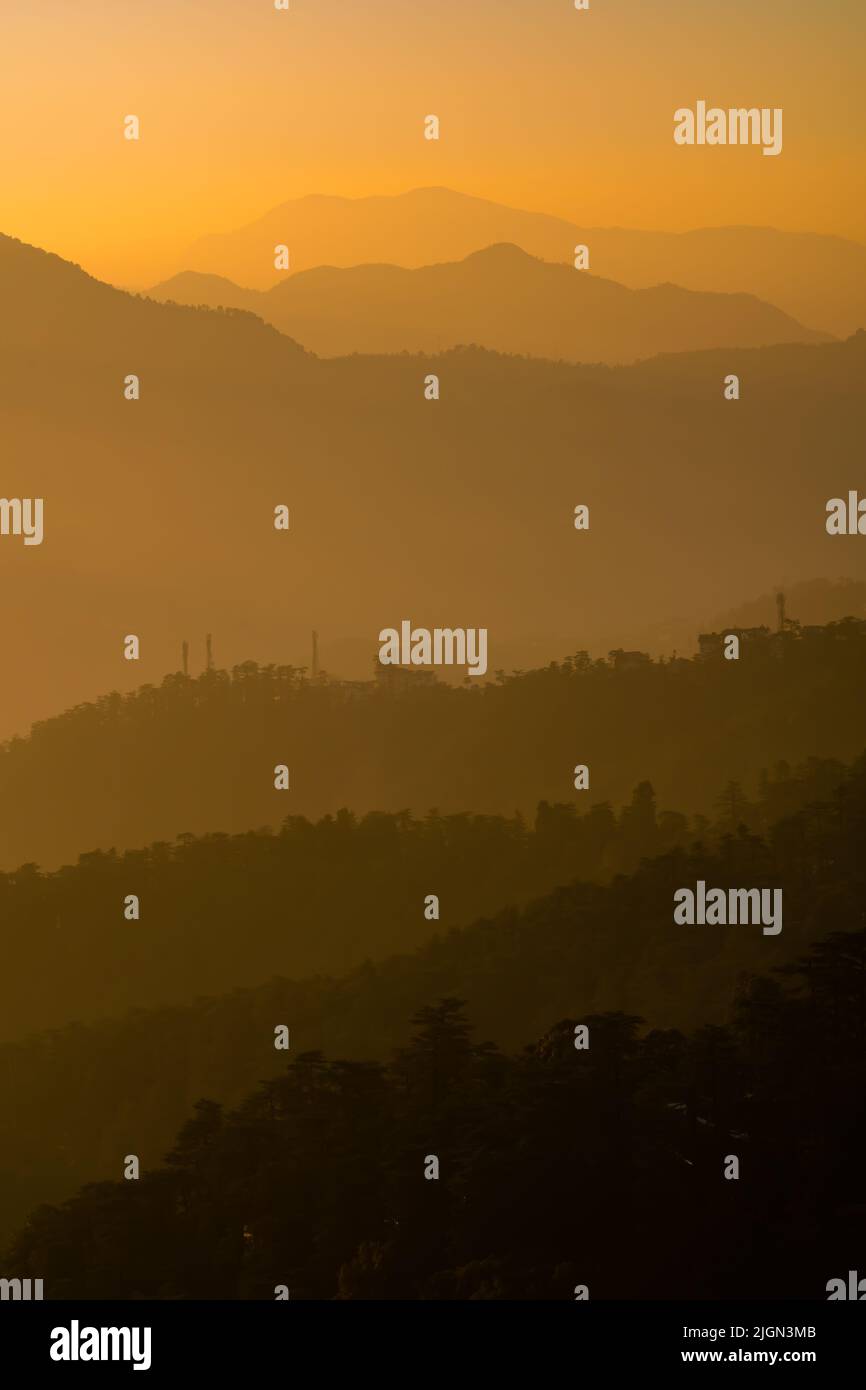 mountain view golden layer Stock Photo - Alamy