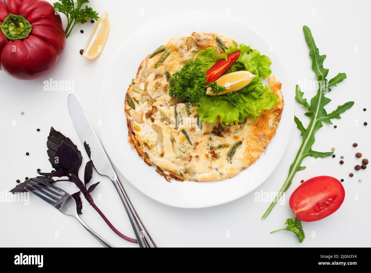 Flat lay cooked omelette hi-res stock photography and images - Alamy