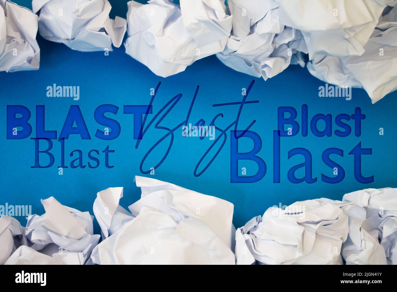 Blast text with Torn, Crumpled White Paper on colored background Stock ...