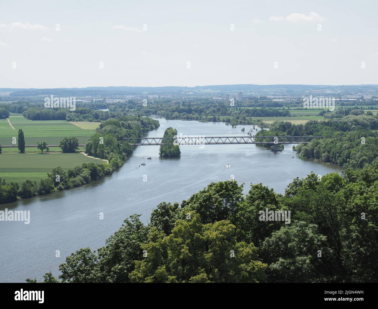 View of river Danube from the Walhalla hill in Donaustauf, Germany ...