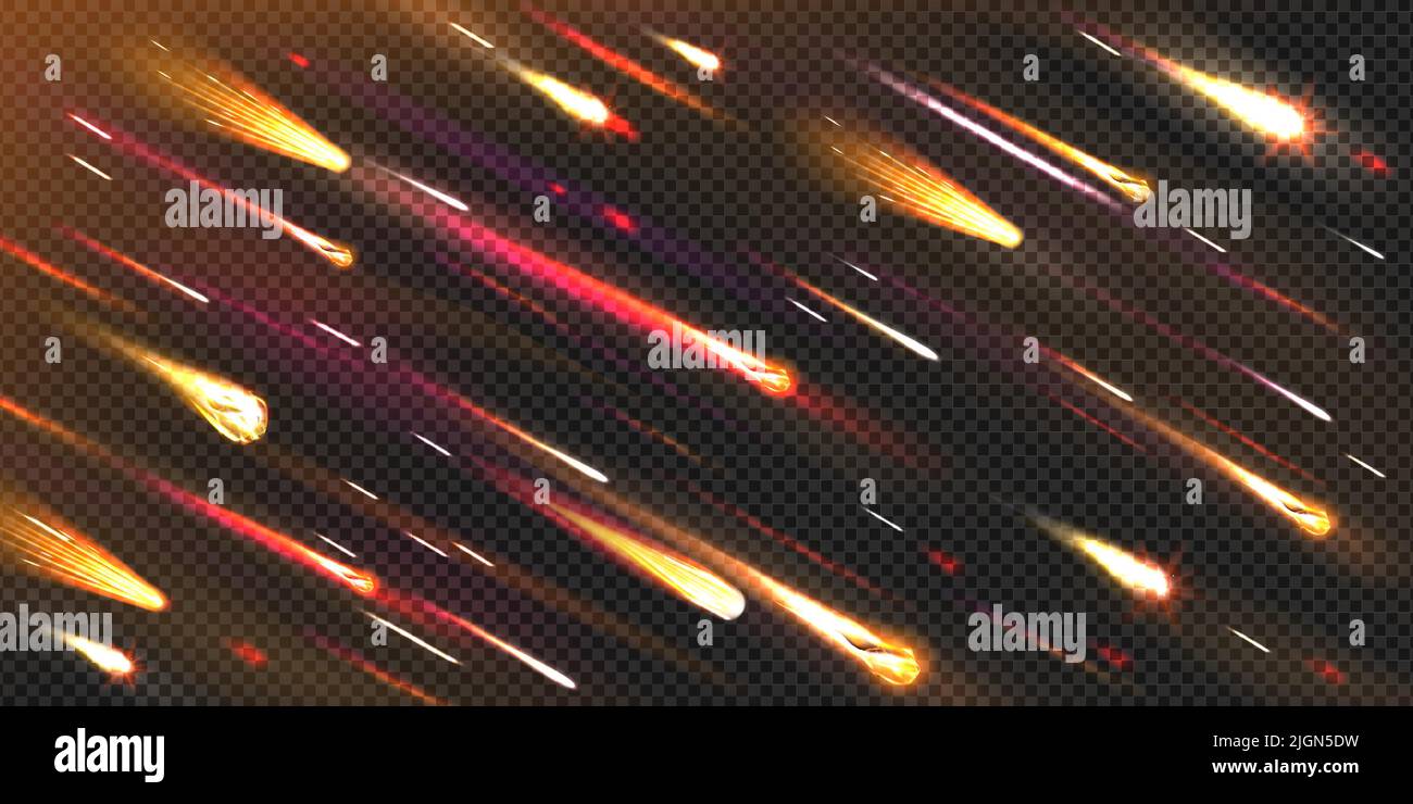 Meteor rain in cosmos, with star dust effect, comets shooting in galaxy ...