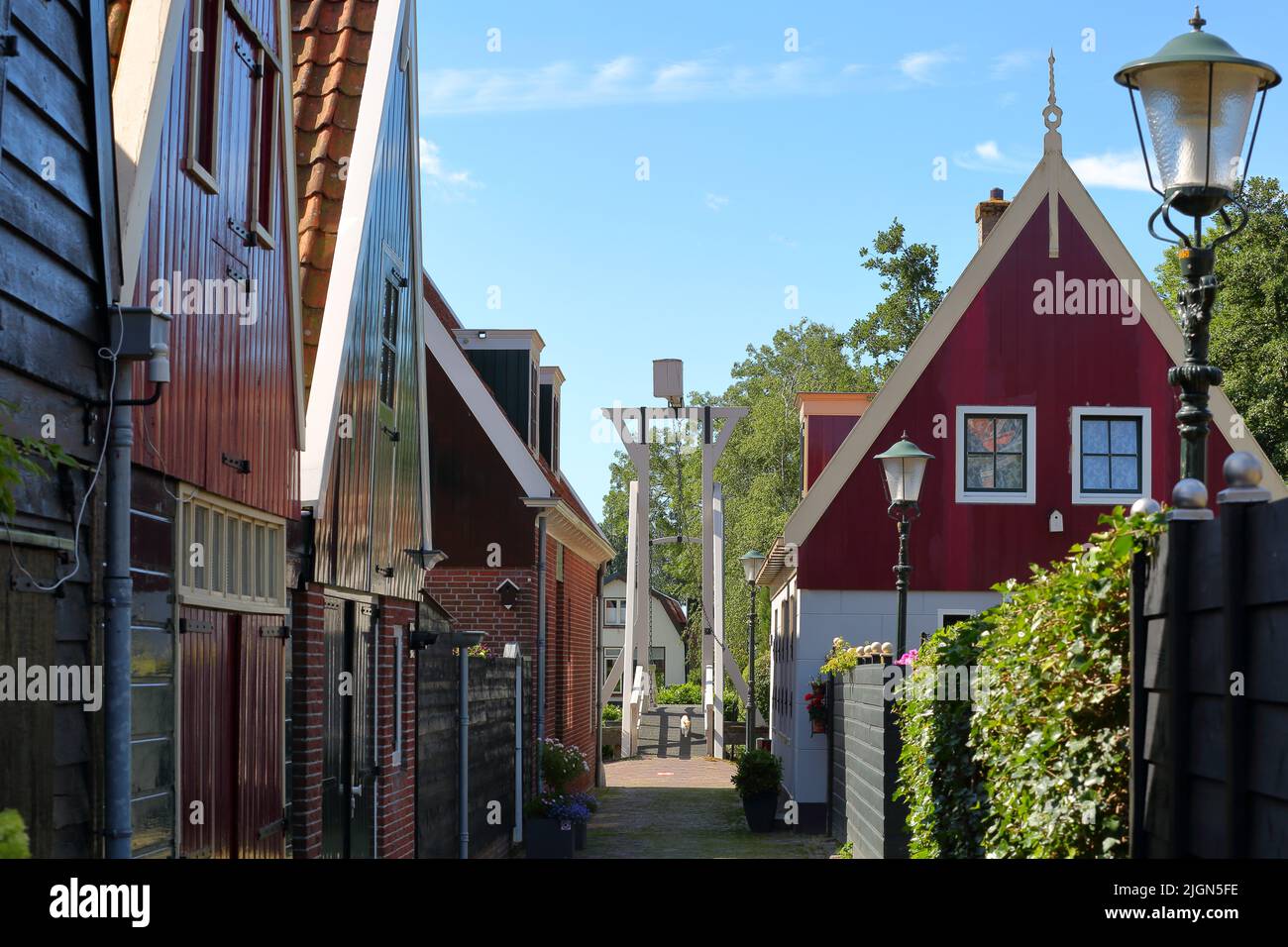 Colorful and historic house facades in De Rijp, Alkmaar, North Holland ...