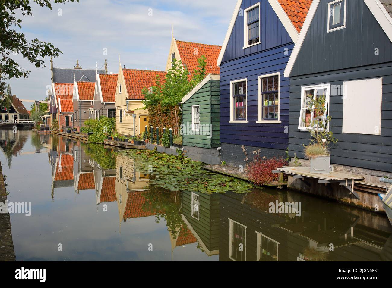 Colorful and historic house facades in De Rijp, Alkmaar, North Holland ...
