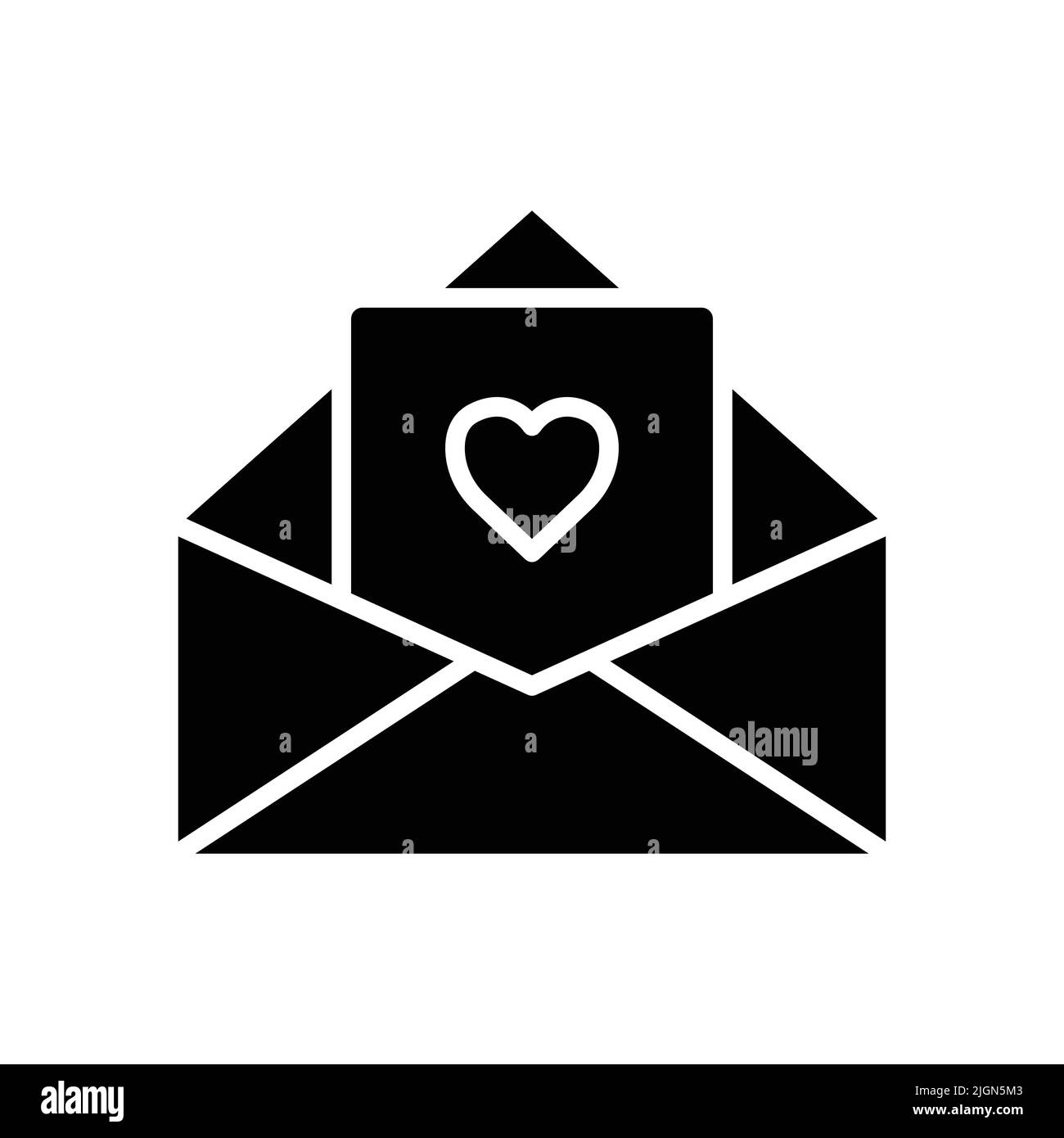 Open envelope icon with heart. Icon related to wedding. Solid icon ...