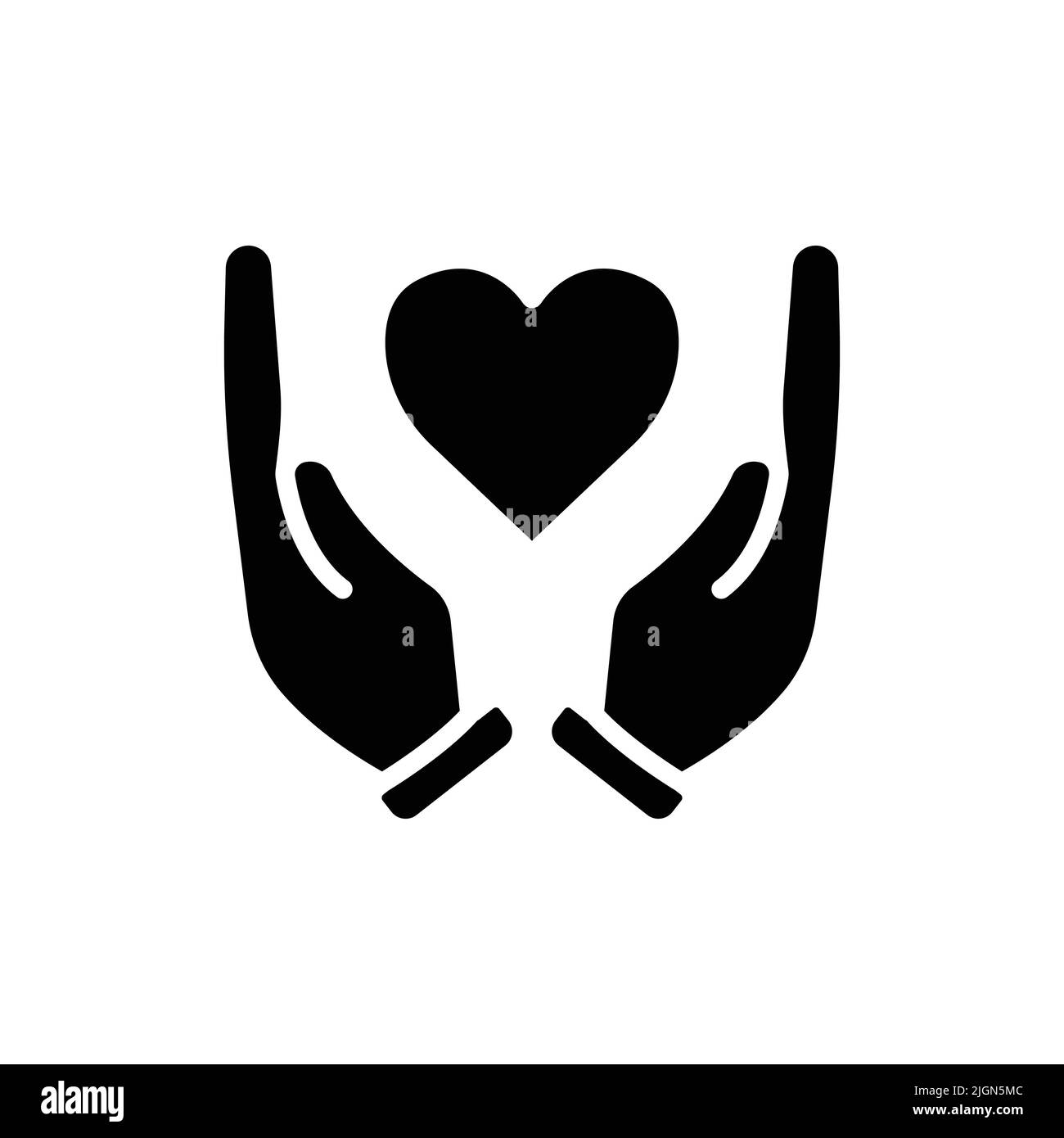 Hand icon with heart. Icon related to wedding. Solid icon style, glyph ...