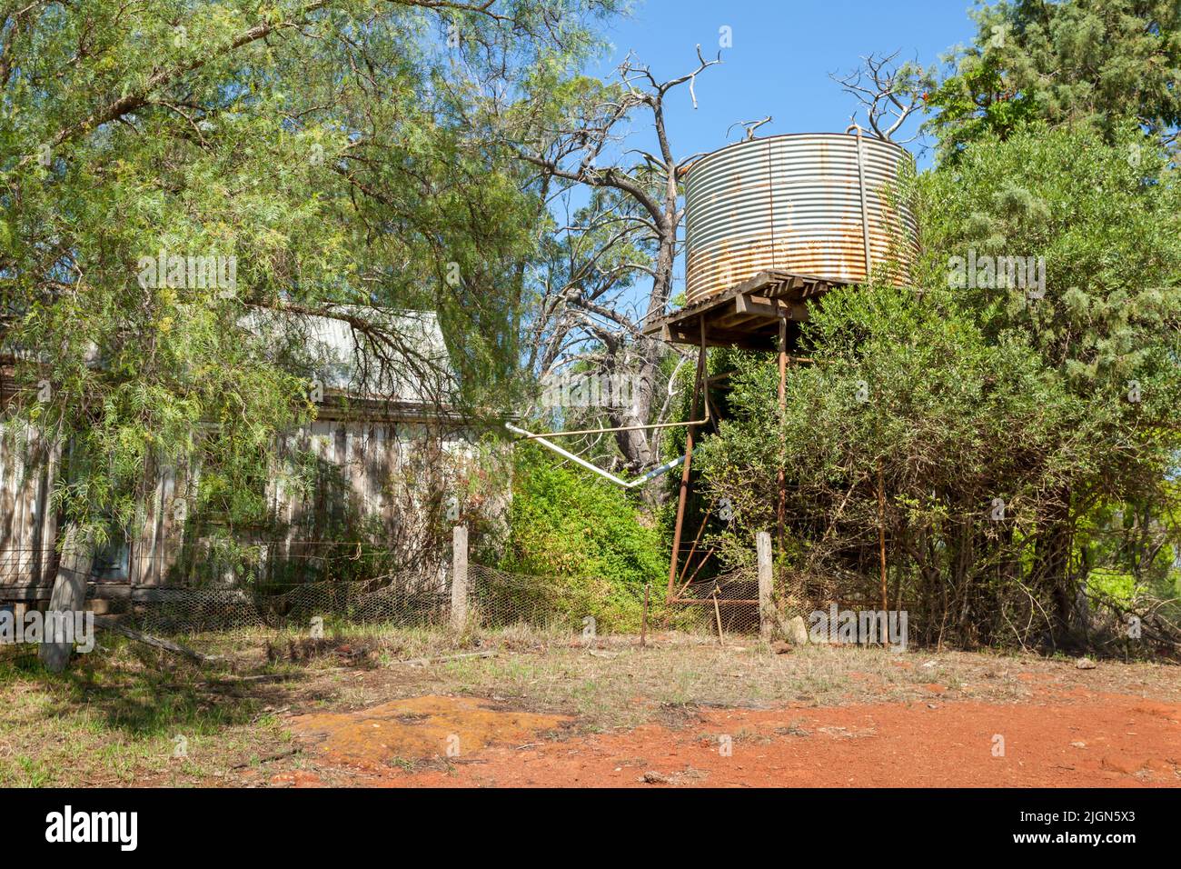 Iron water tank on platform Stock Photo - Alamy