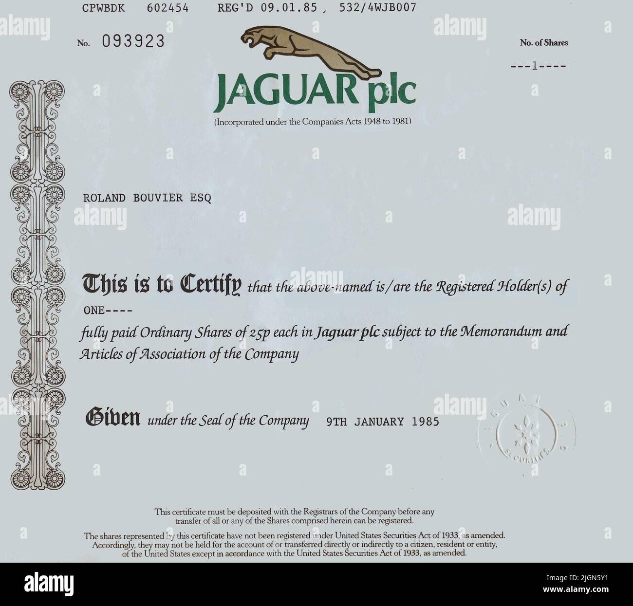 Issued stock certificate hi-res stock photography and images - Alamy