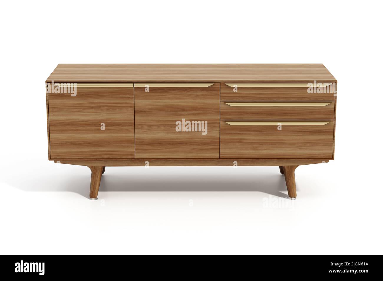 Vintage style buffet table isolated on white background. 3D ...