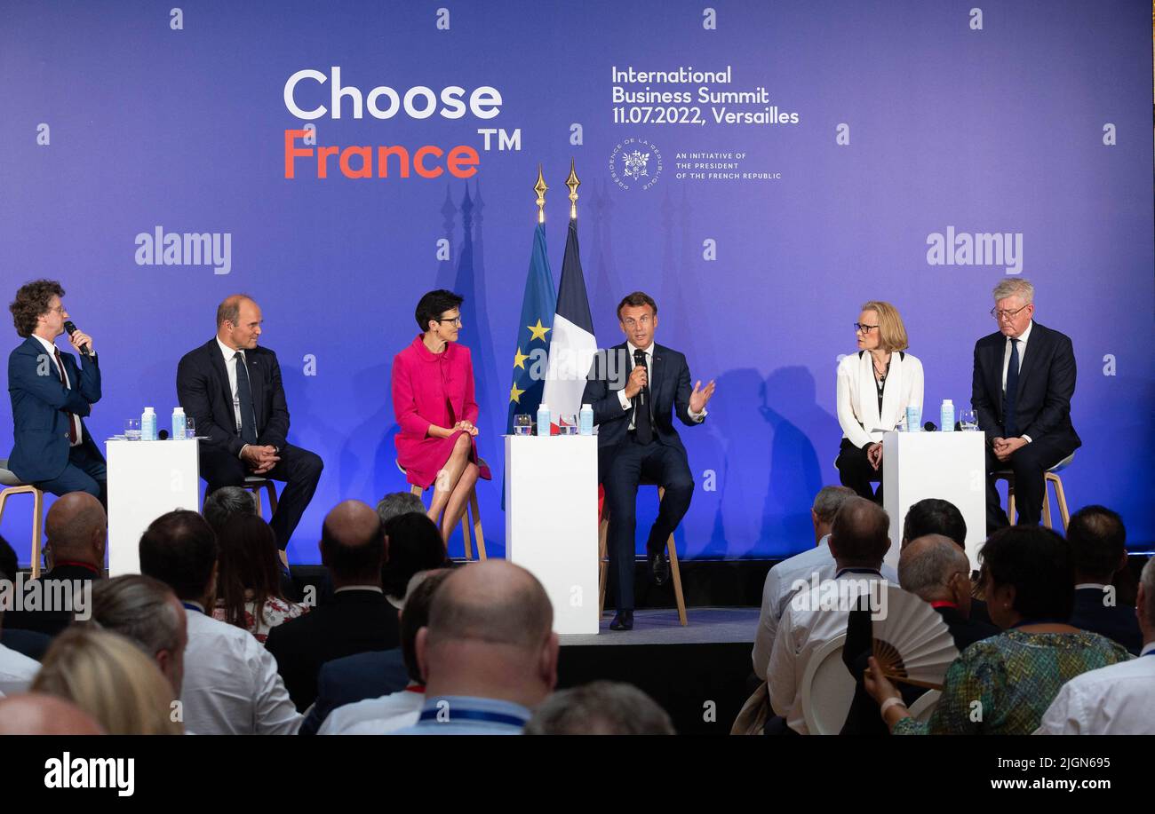 Emmanuel Macron during the 5th Choose France summit on July 11, 2022 in ...