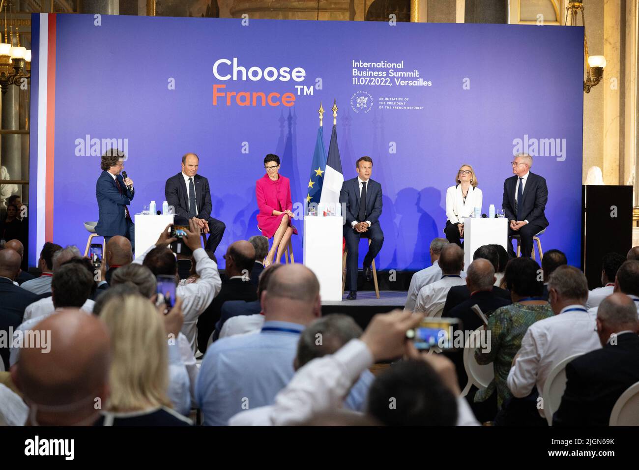 Emmanuel Macron during the 5th Choose France summit on July 11, 2022 in ...
