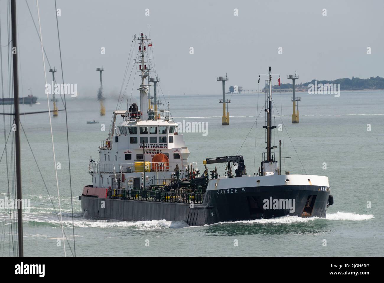 Portsmouth, England, UK. 2022. The Jaynee W an oil tanker products ...