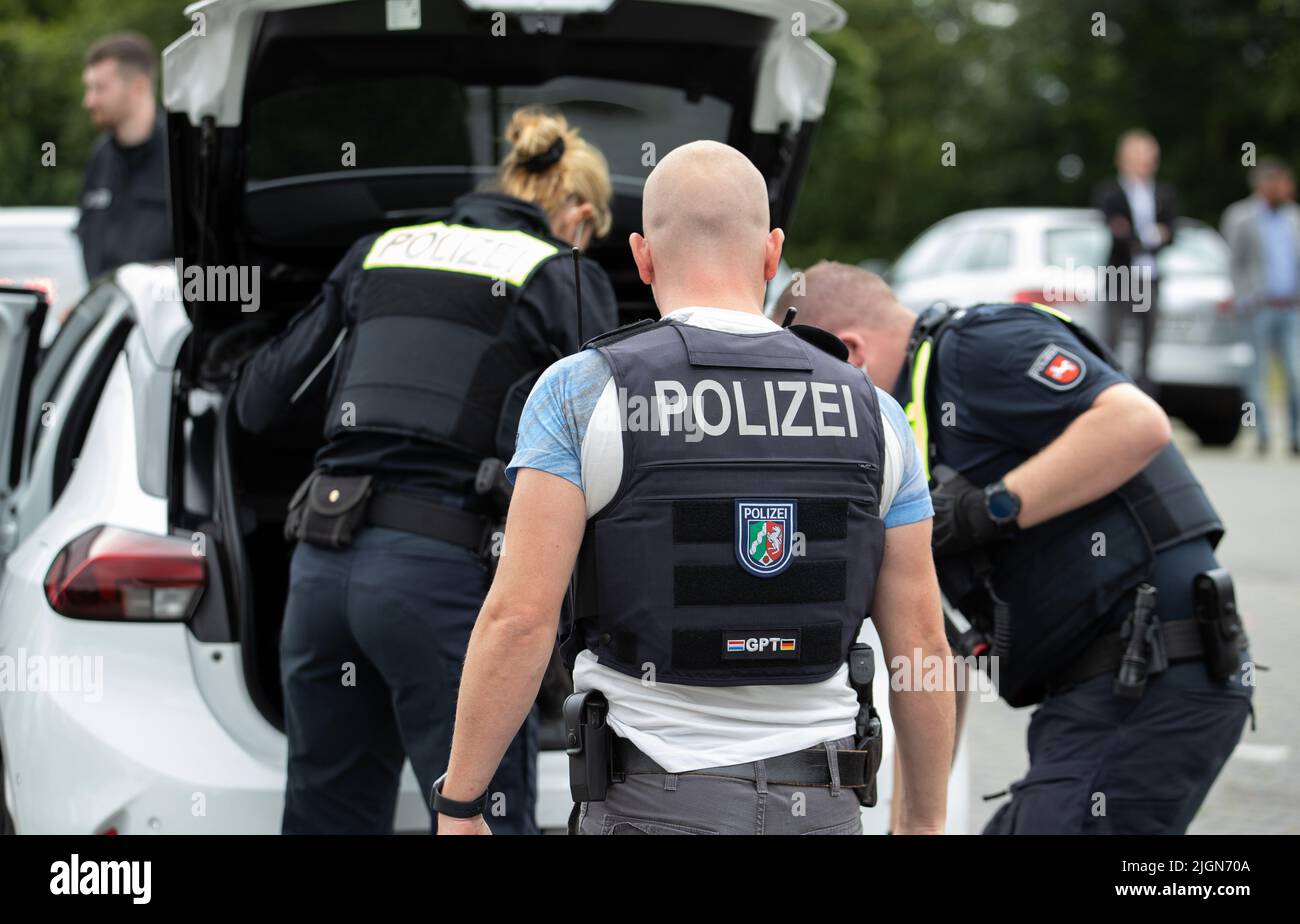 Bad Bentheim, Germany. 11th July, 2022. Police officers from the ...