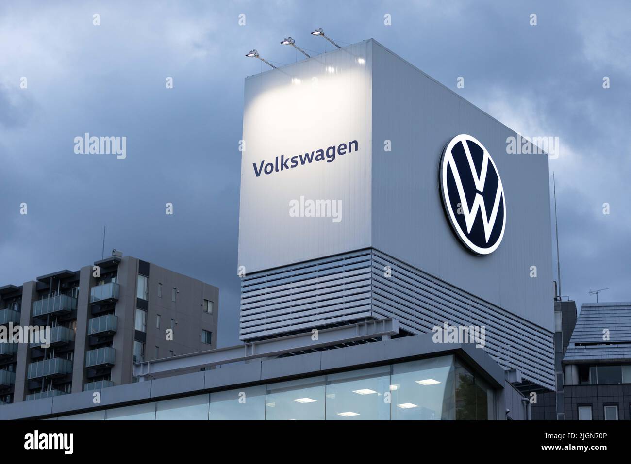 Volkswagen logo displayed on the roof of the German car maker's ... Volkswagen logo displayed on the roof of the German car maker's ...