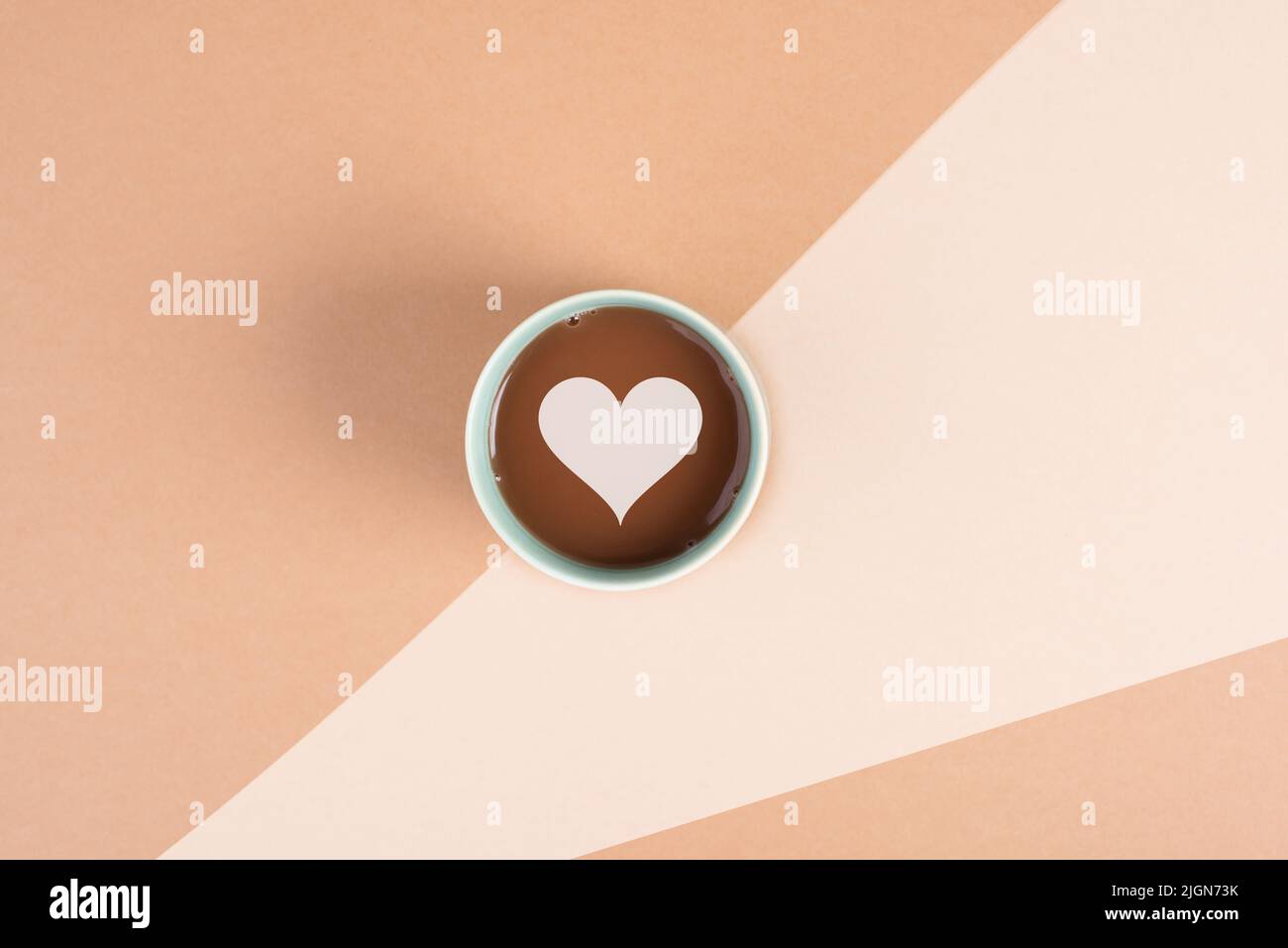 Cup of coffee with a heart, wake up in the morning, hot drink with ...