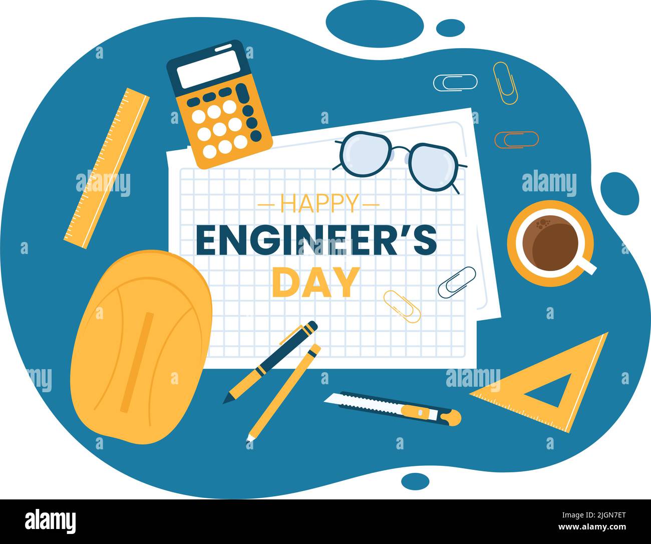 Happy Engineers Day Illustration Commemorative for Engineer with Worker ...