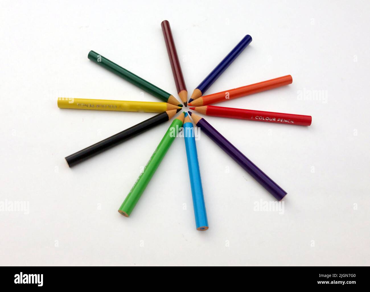 multi color pencil isolated on white background Stock Photo - Alamy