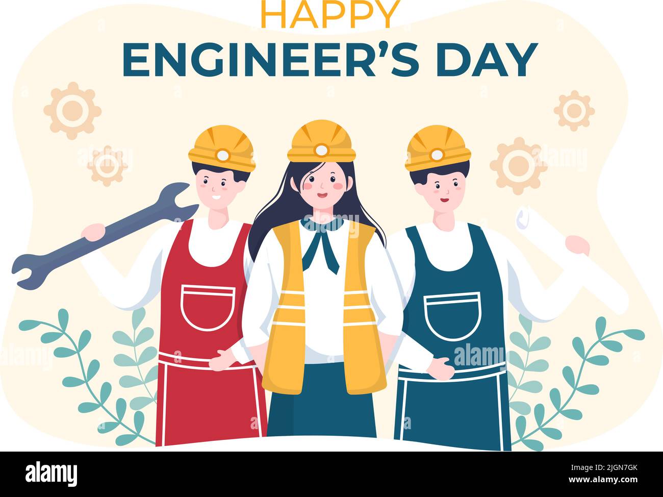 Happy Engineers Day Illustration Commemorative for Engineer with Worker ...