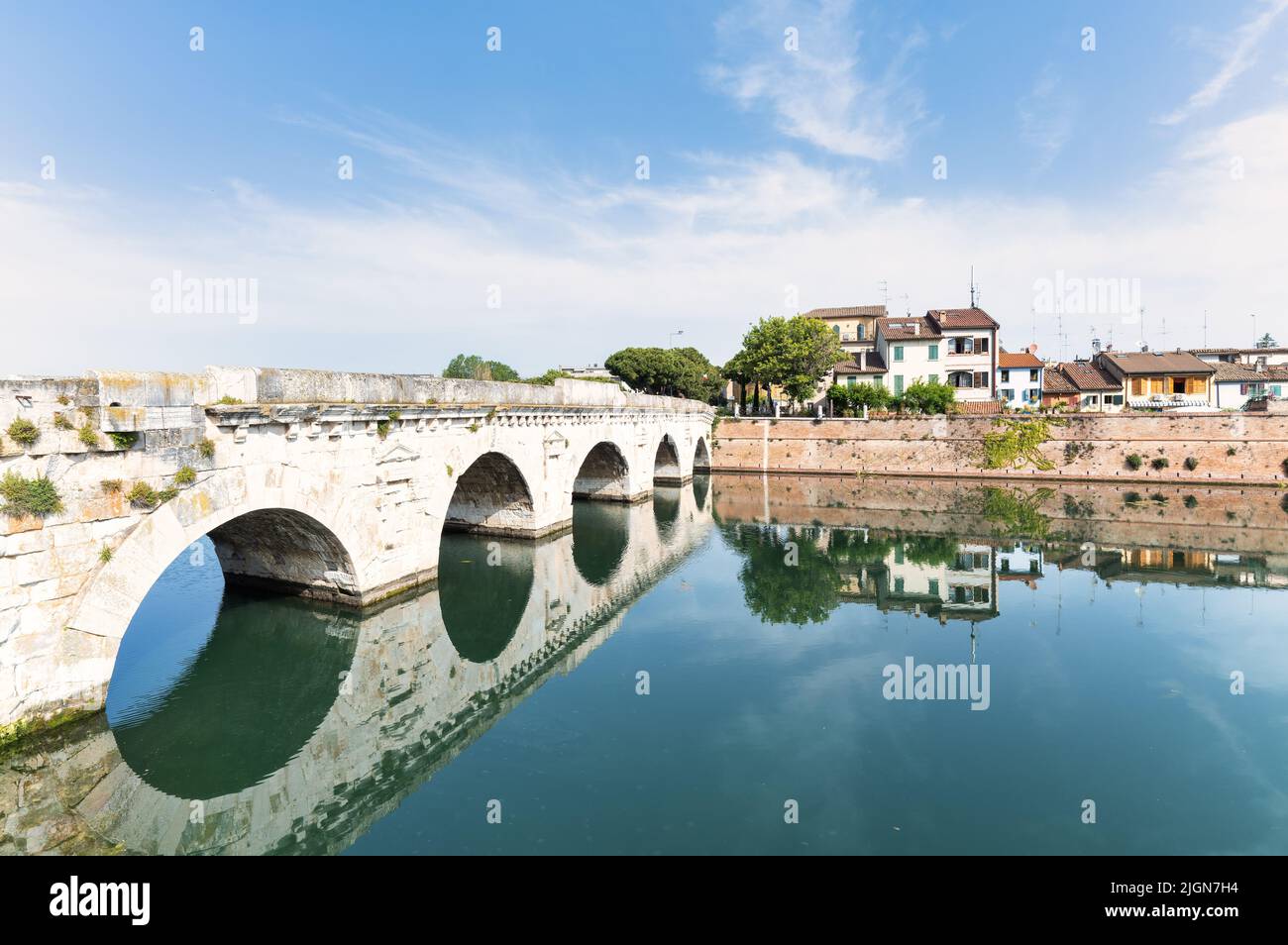 The Augustus Tiberius Bridge in Rimini in Emilia Romagna Italy Stock ...