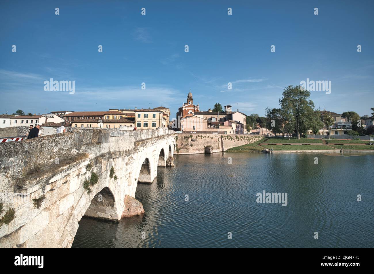 The ancient Roman bridge of Augustus Tiberius in Rimini in Emilia ...