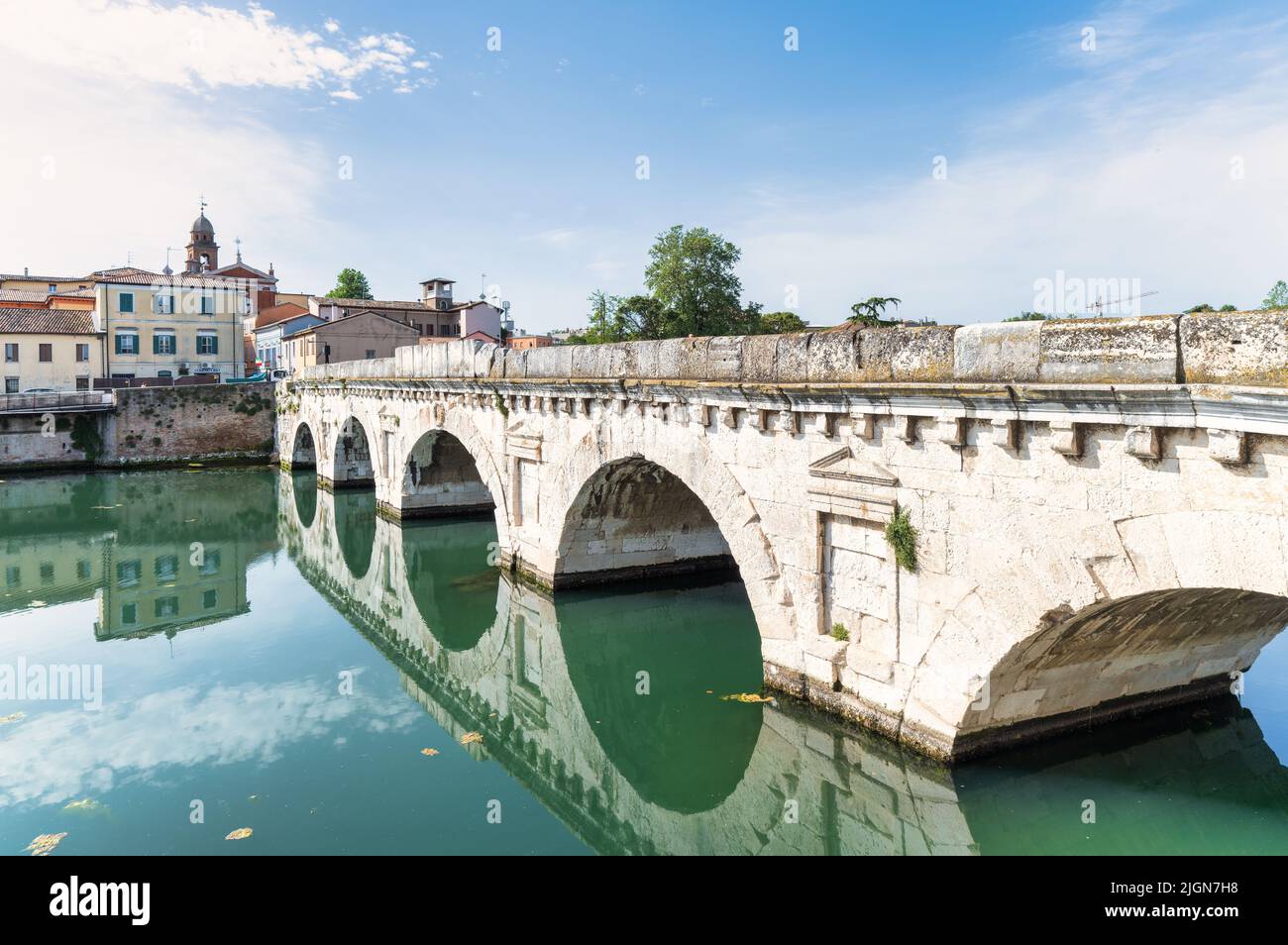 The Augustus Tiberius Bridge in Rimini in Emilia Romagna Italy Stock ...