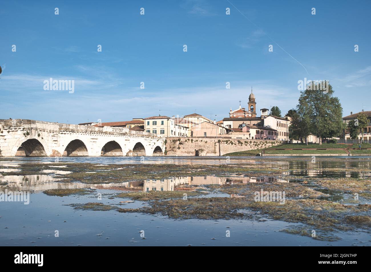 The Roman bridge of Augustus Tiberius in Rimini in Emilia Romagna Italy ...