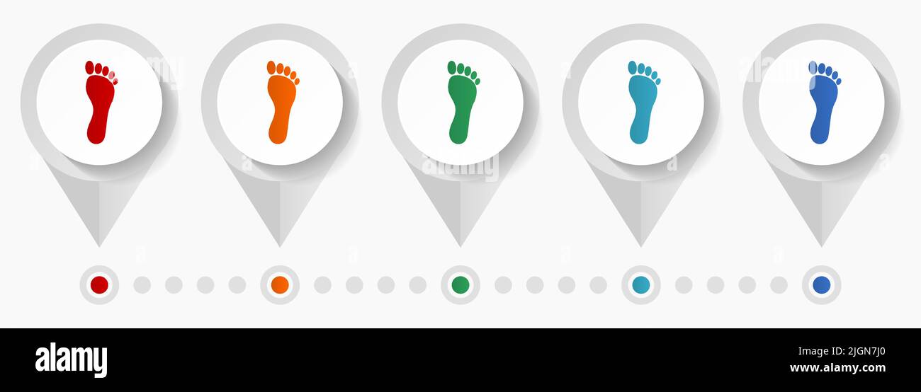 Human foot print concept vector icons, editable infographic template ...