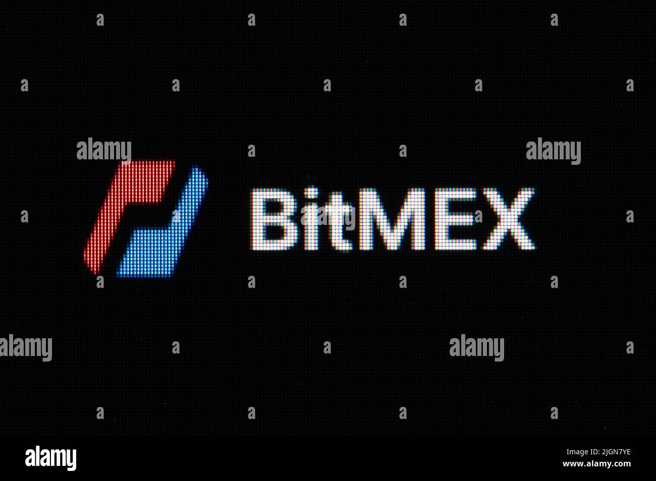 Rottweil, Germany. 11th July, 2022. The logo of the BitMEX crypto ...