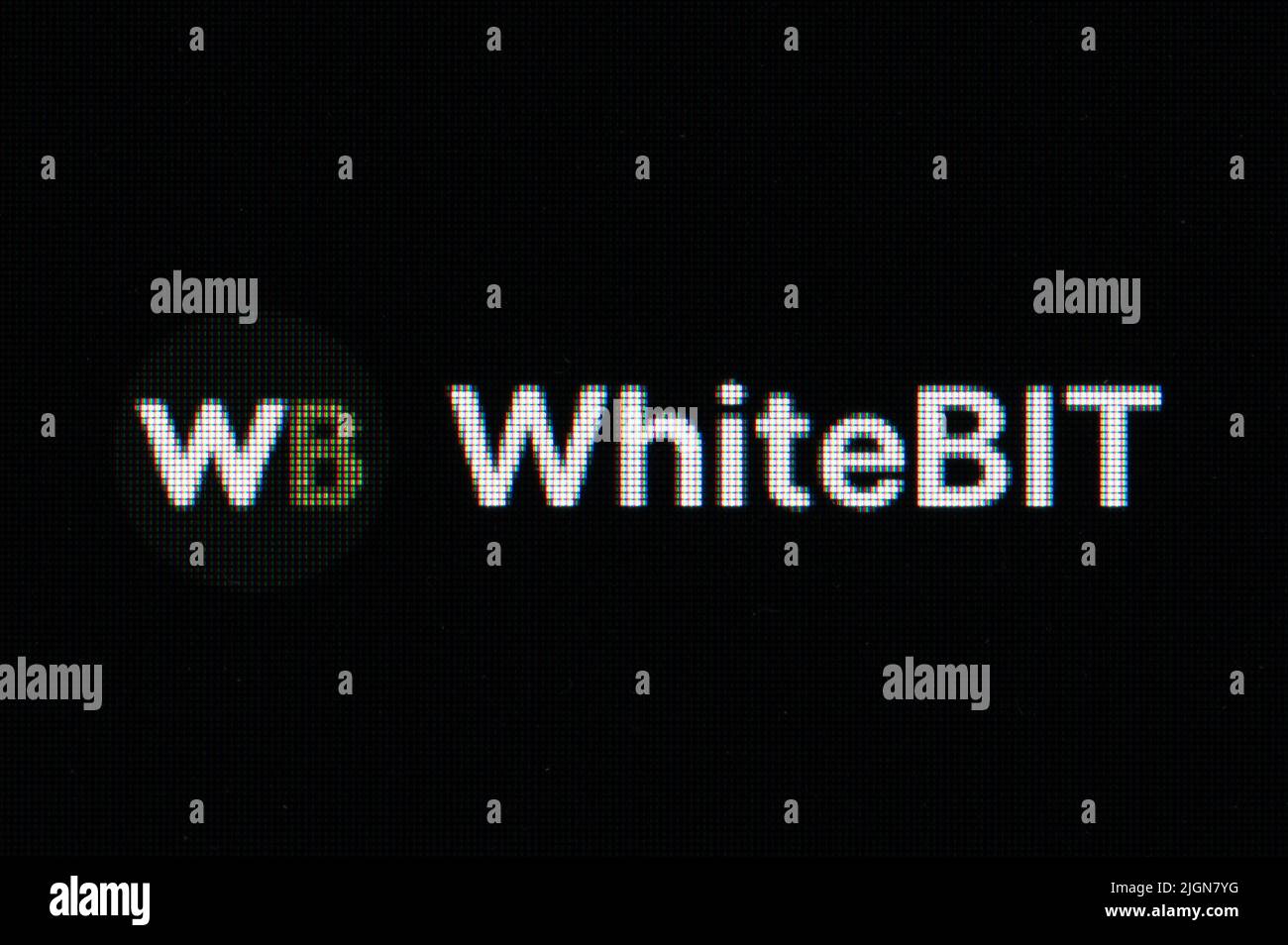 Rottweil, Germany. 11th July, 2022. The logo of the WhiteBIT crypto ...