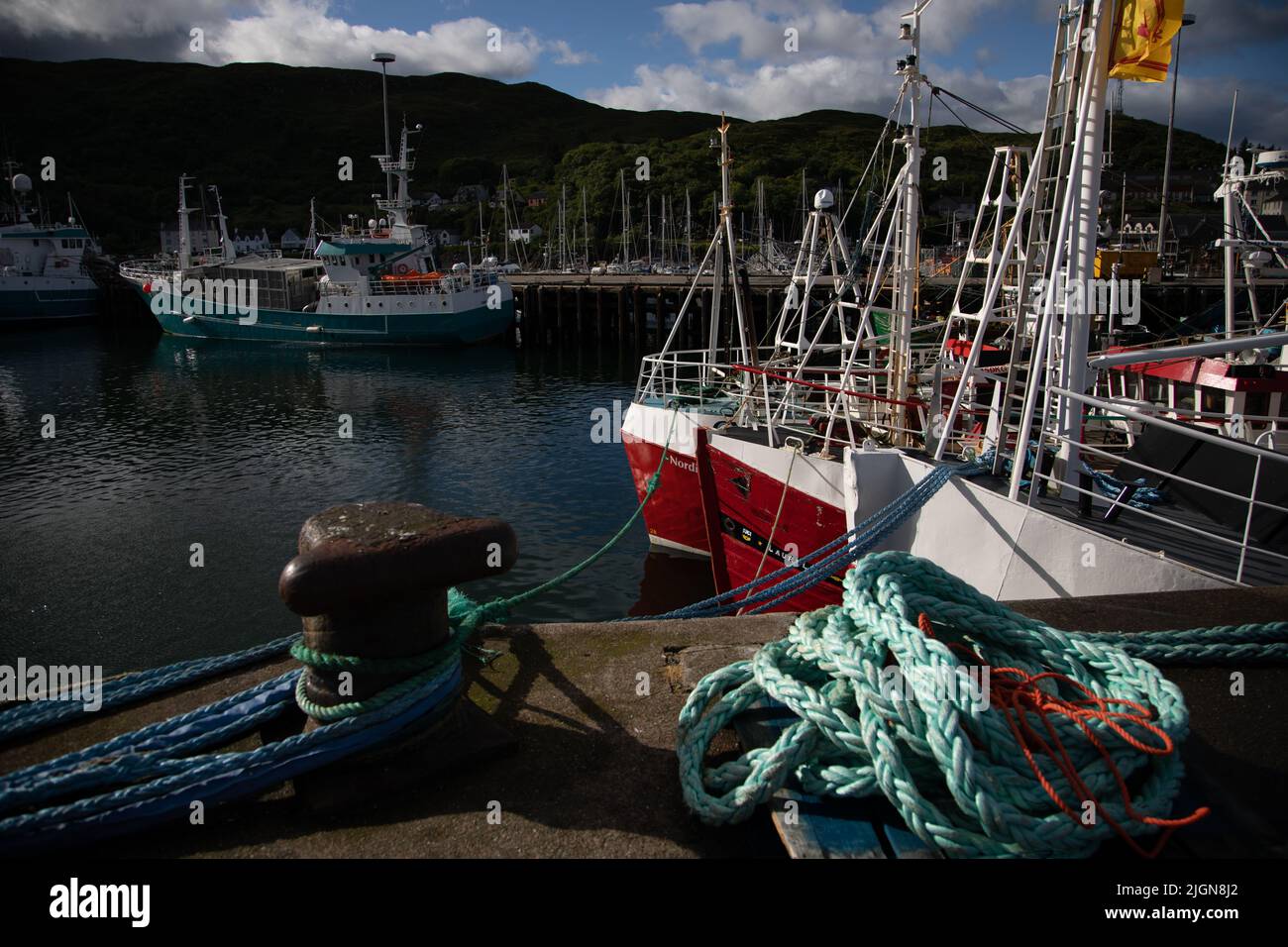Colourful fishing boats, Mallaig harbour, Lochaber, Scotland Stock ...