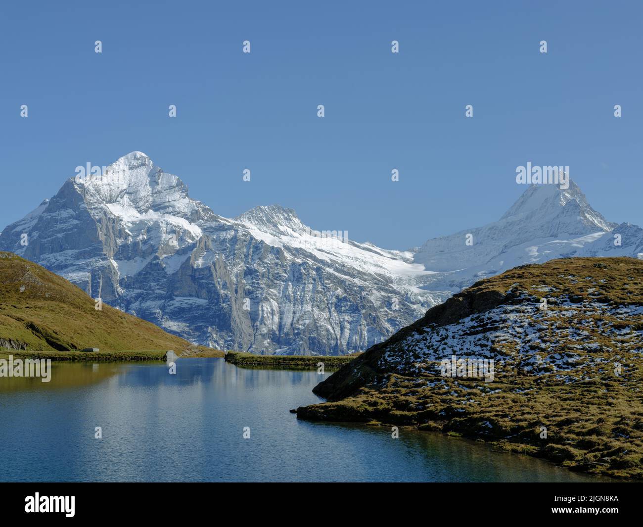 Grindelwald, Switzerland. High mountains and reflection on the surface ...