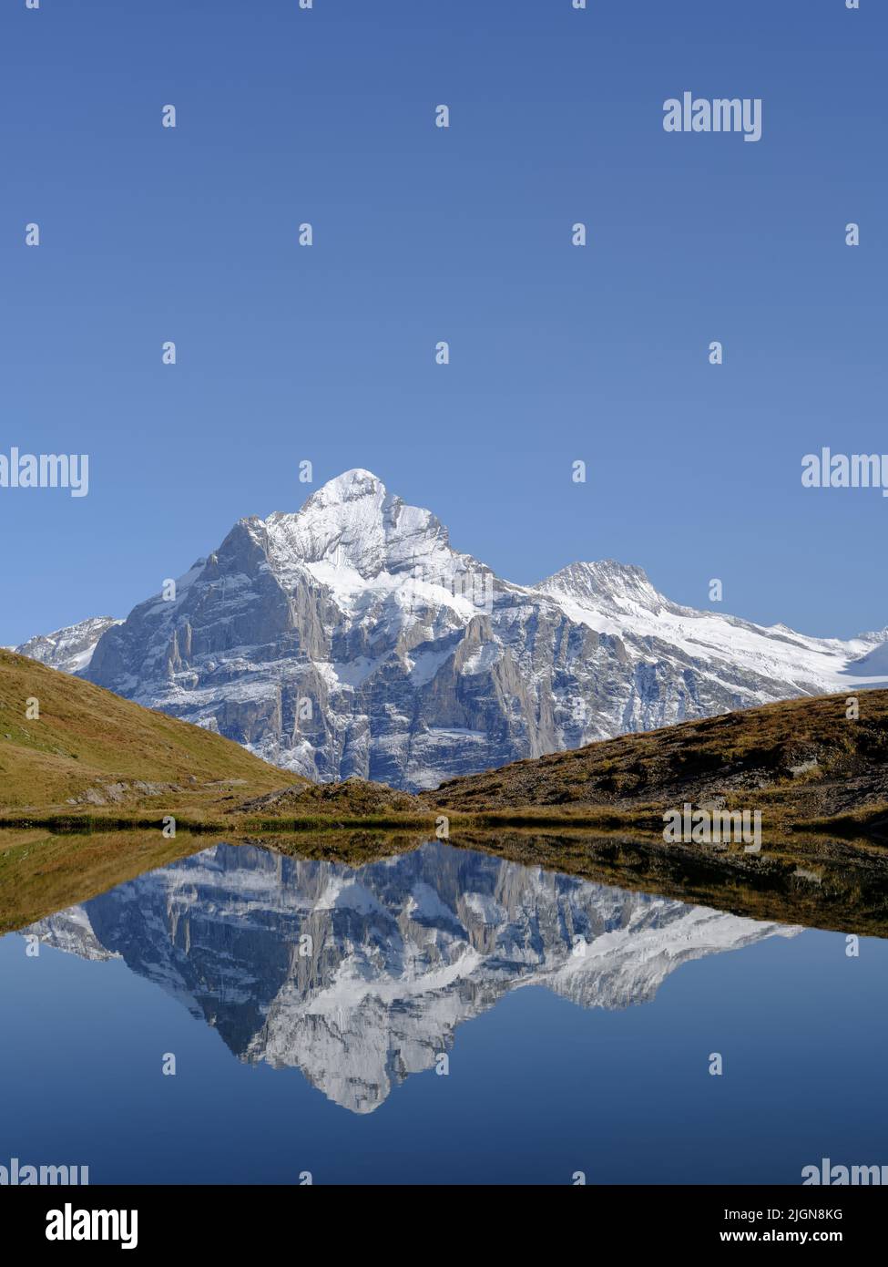 Grindelwald, Switzerland. High mountains and reflection on the surface ...