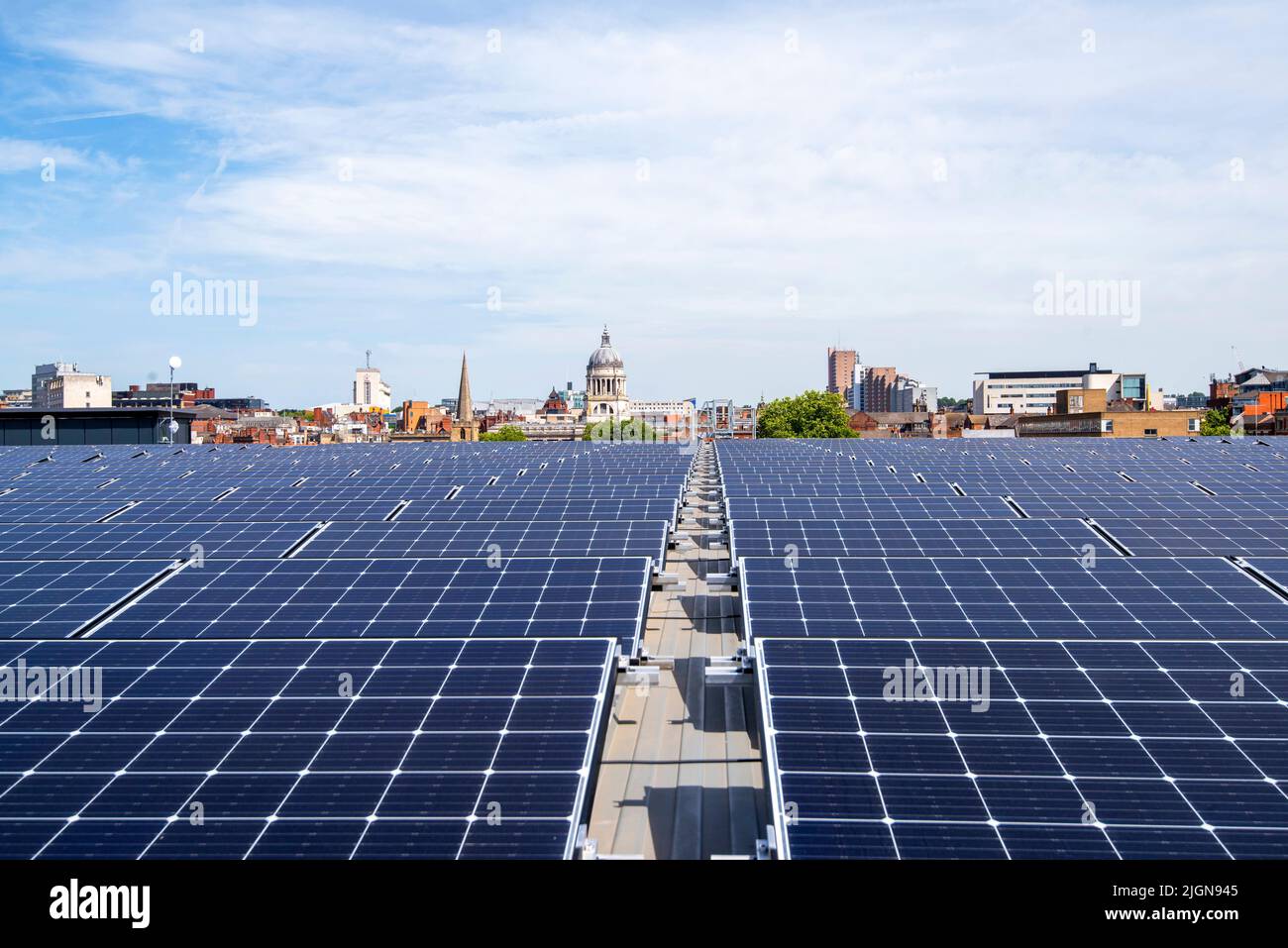 Solar panels on the roof of the new Broad Marsh Car Park in Nottingham ...