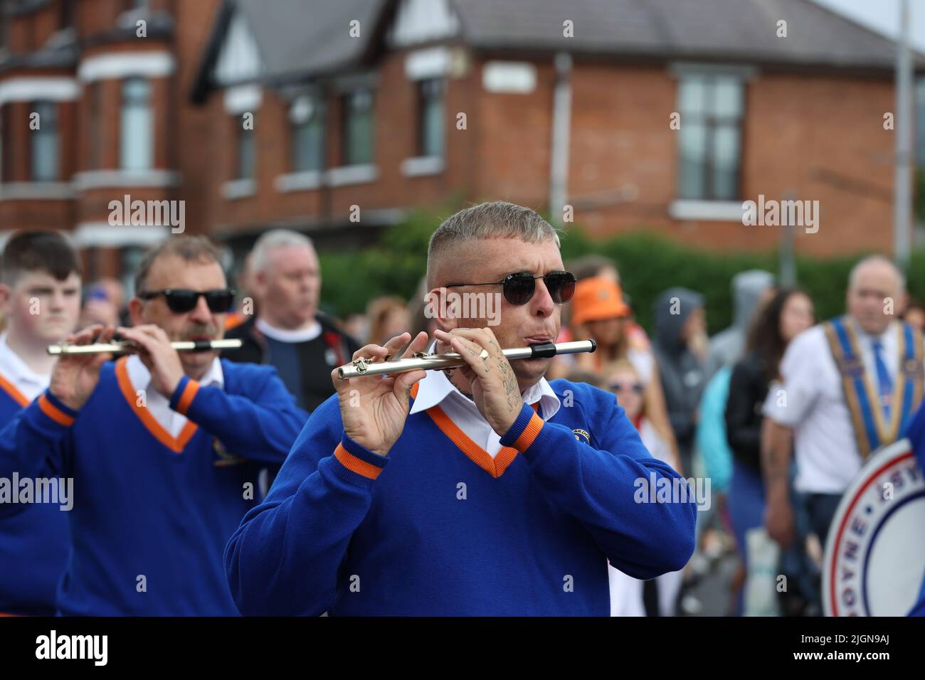 Members of a Protestant loyalist order, Pride of Ardoyne, take part in ...